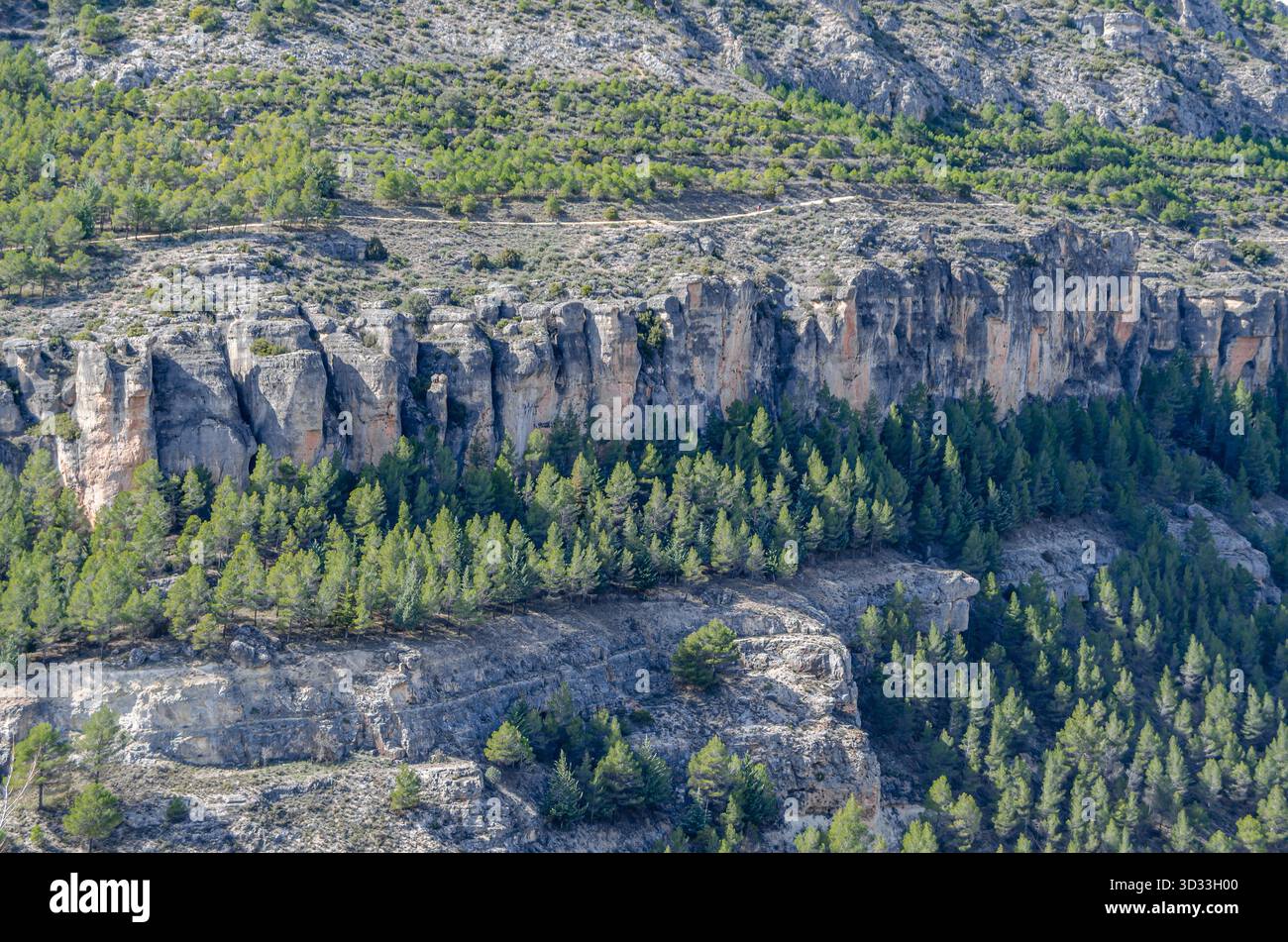 Landscape in the Jucar Gorge, near the town of Cuenca, Spain, a natural ...