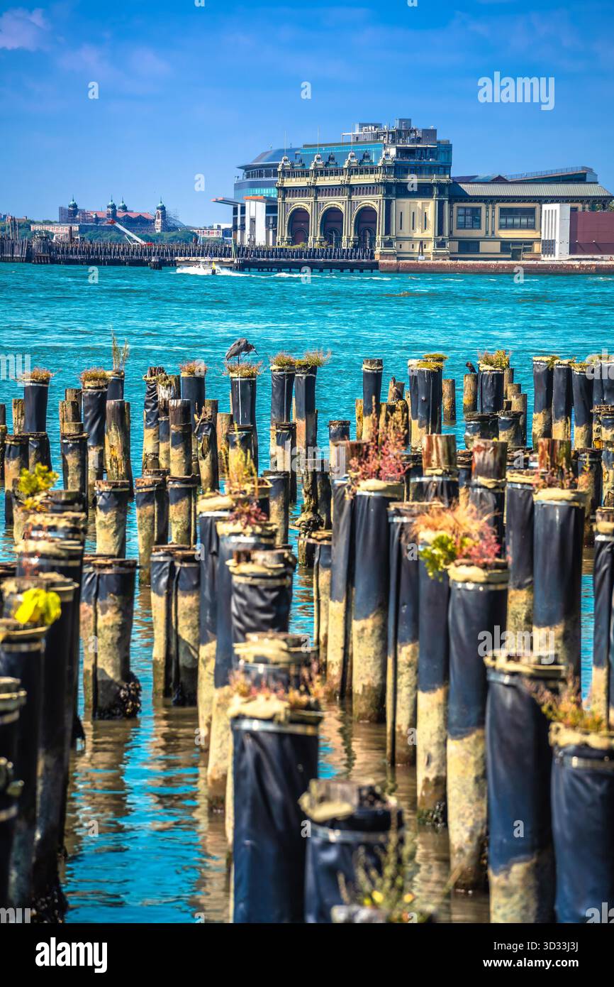 Manhattan ferry terminal station view from Brooklyn , New York city ...