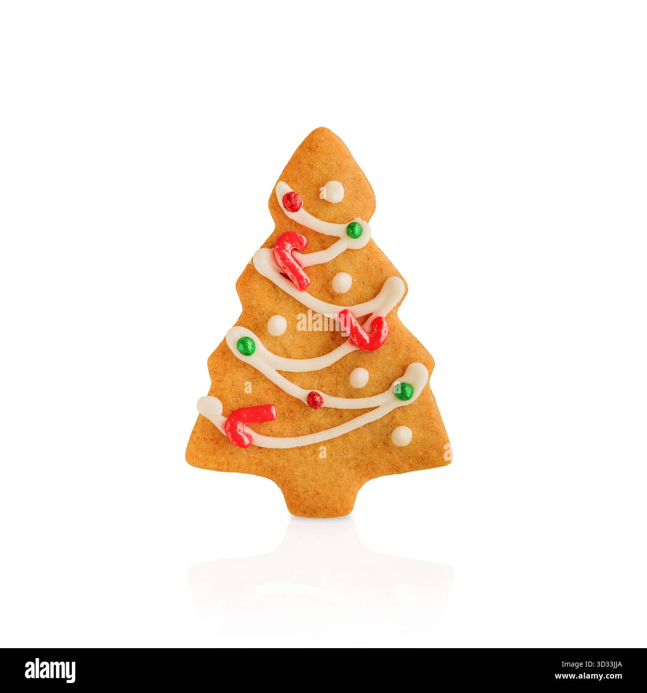 Christmas Gingerbread cookie in fir tree shape isolated on white ...