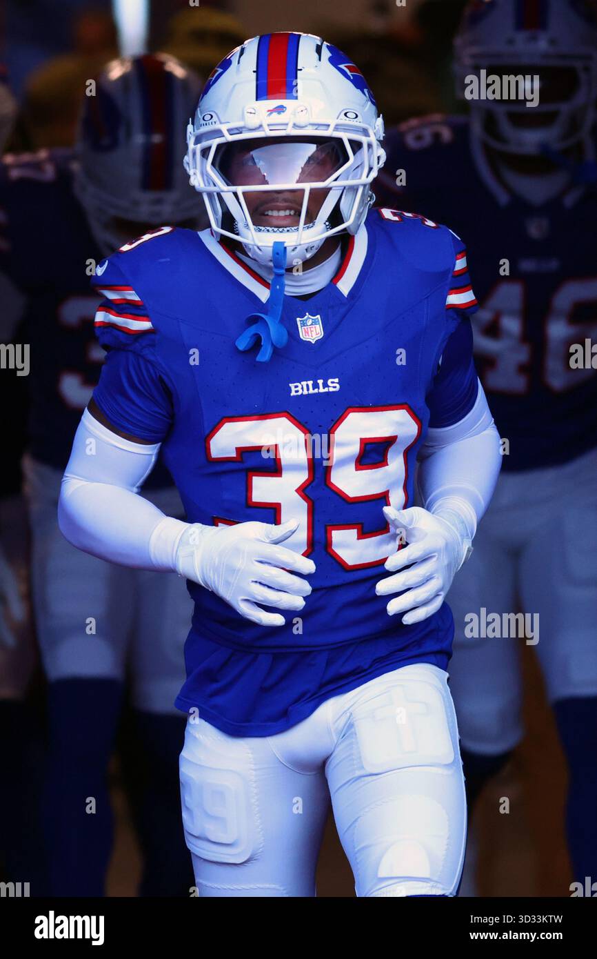 Buffalo Bills cornerback Cam Lewis (39) runs onto the field prior to ...