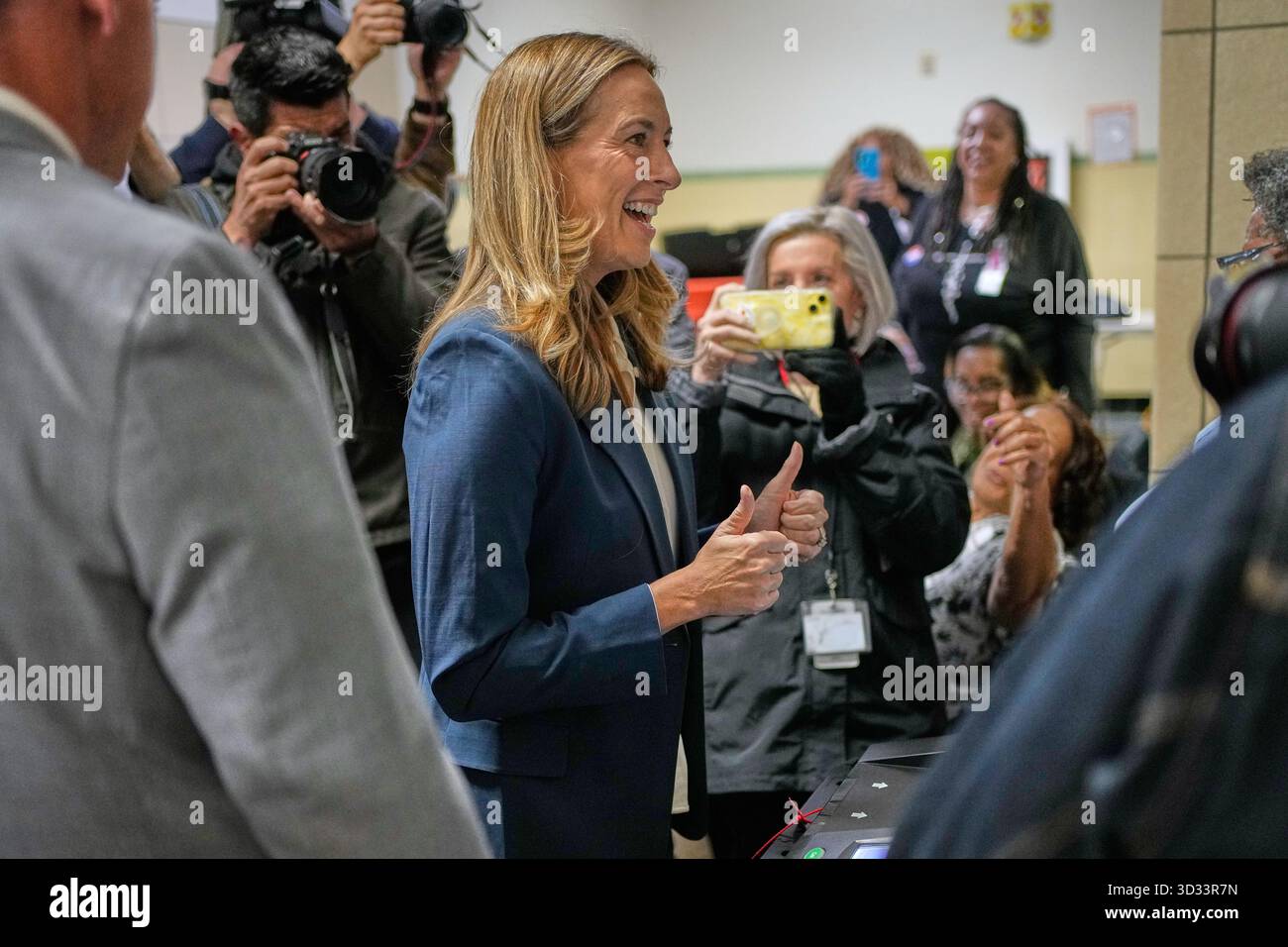 New Jersey gubernatorial candidate Mikie Sherrill reacts after voting ...