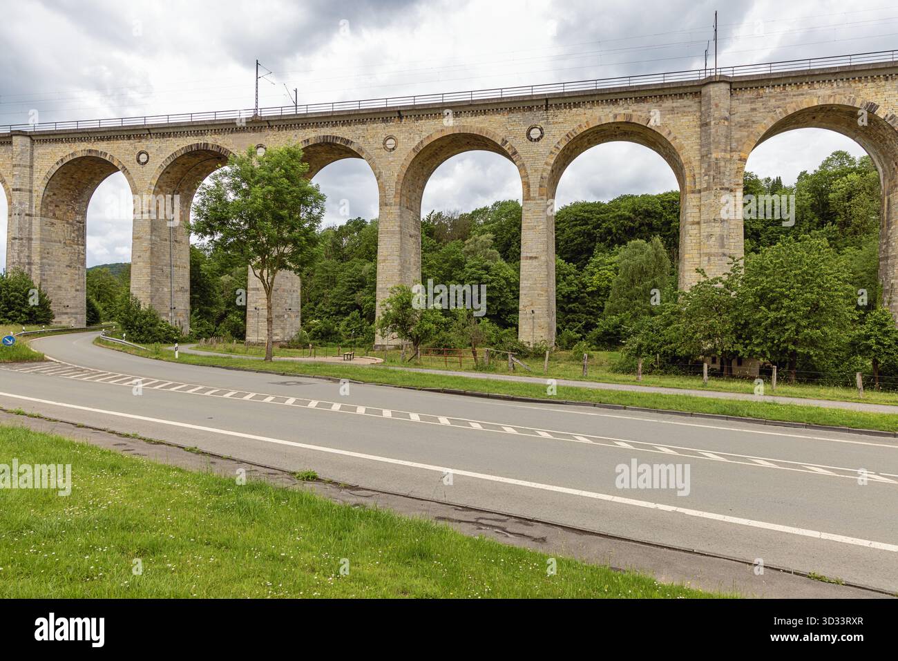 At the base of the Altenbekener viaduct, a double track limestone ...