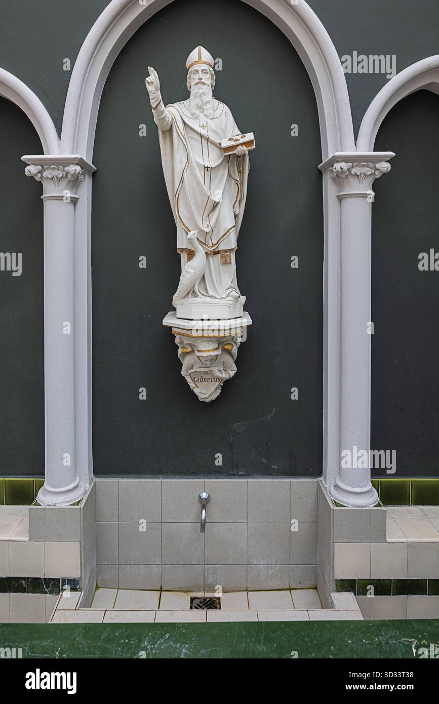 Statue of Saint Liborius inside the well house of the Liborius healing ...