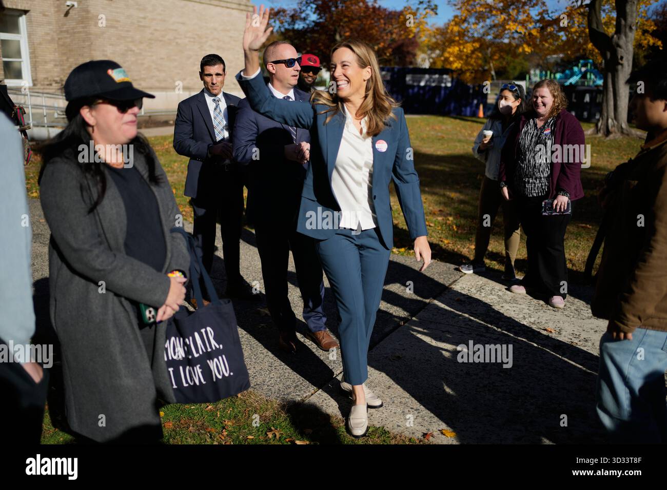 New Jersey gubernatorial candidate Mikie Sherrill greets people after ...