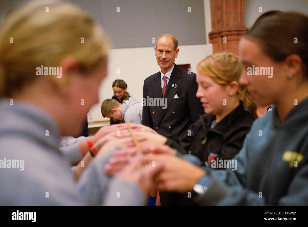 The Duke of Edinburgh watching team building exercises during a visit ...