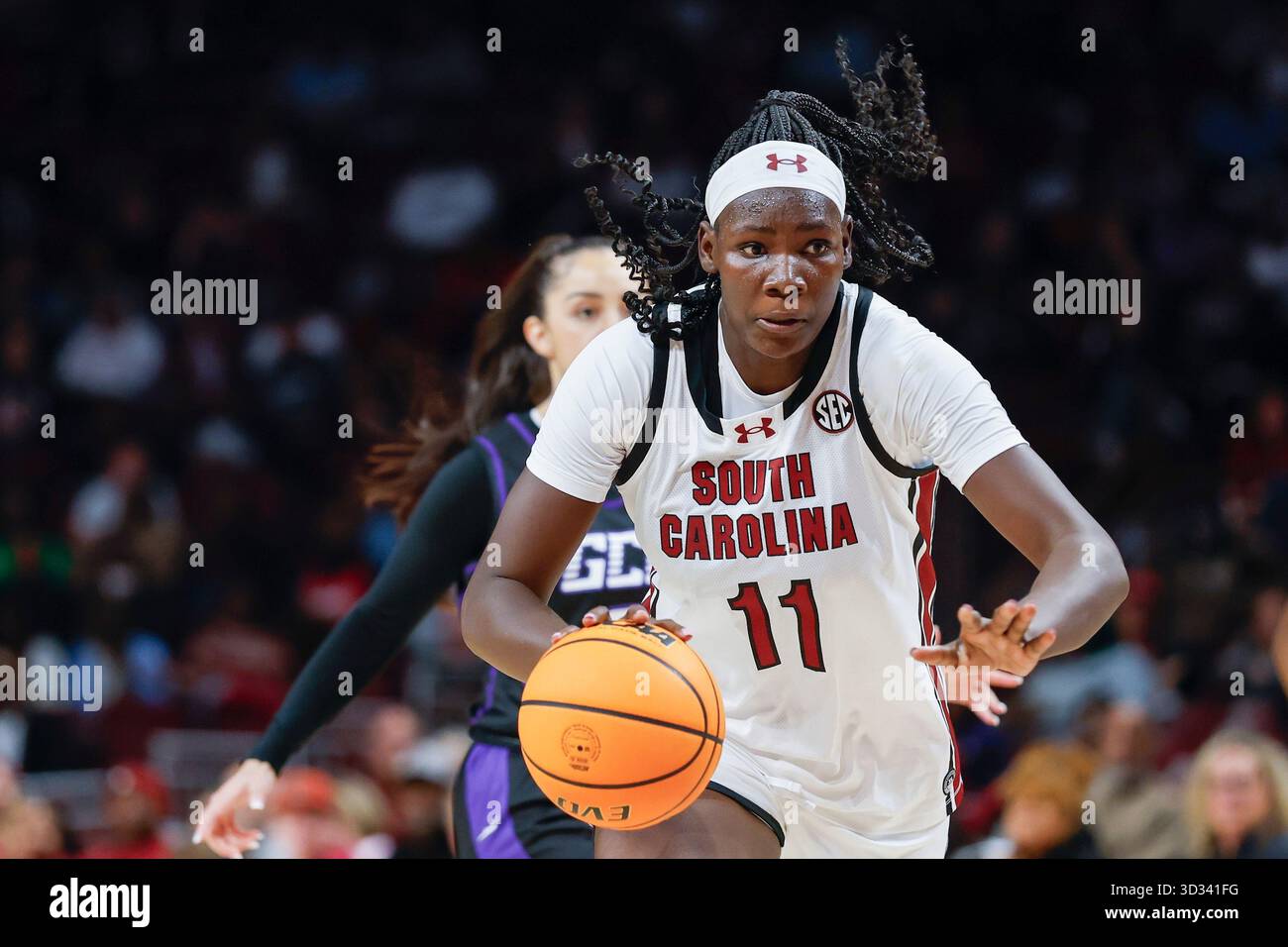 South Carolina center Madina Okot drives to the basket during the ...