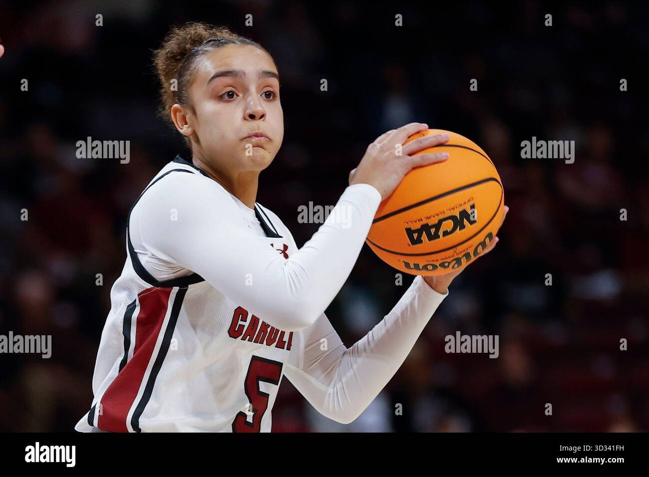 South Carolina guard Tessa Johnson looks to pass during the first half ...