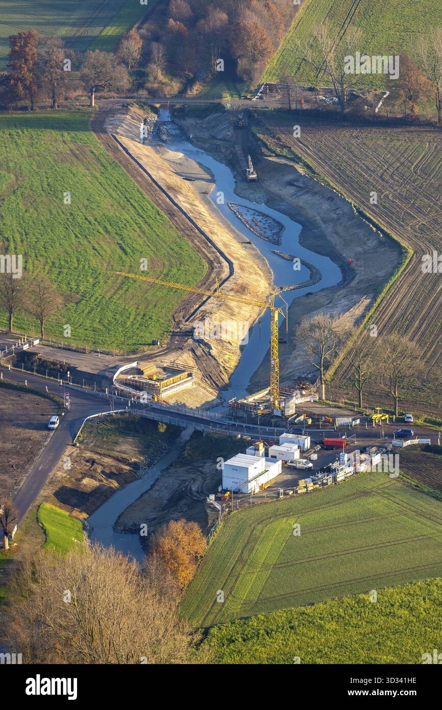 Aerial view, conversion of Rapphof Muehlenbach over a length of 500 m ...