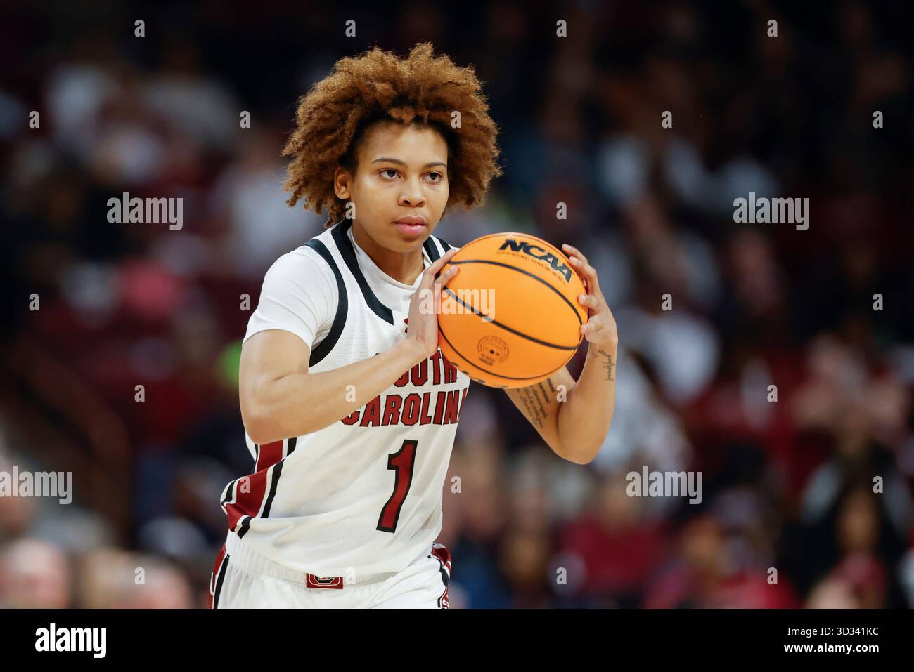 South Carolina guard Maddy McDaniel passes during the first half of an ...