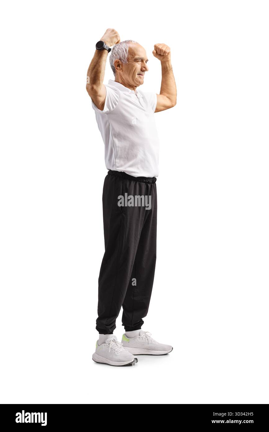 Senior man flexing muscle Cut Out Stock Images & Pictures - Alamy