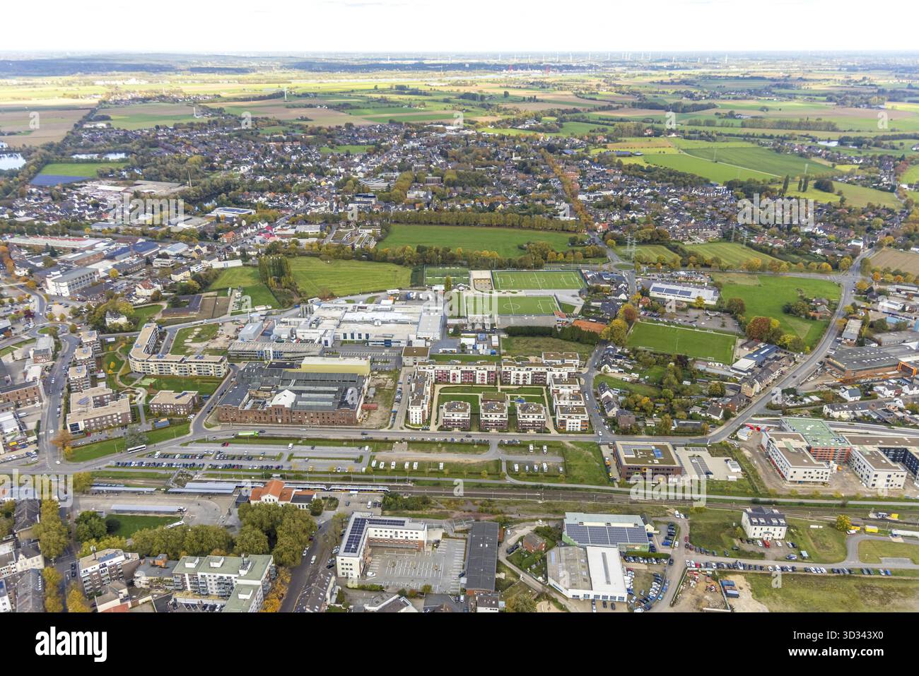 Aerial view, Kleve town view, new Flora Quartier apartment buildings ...