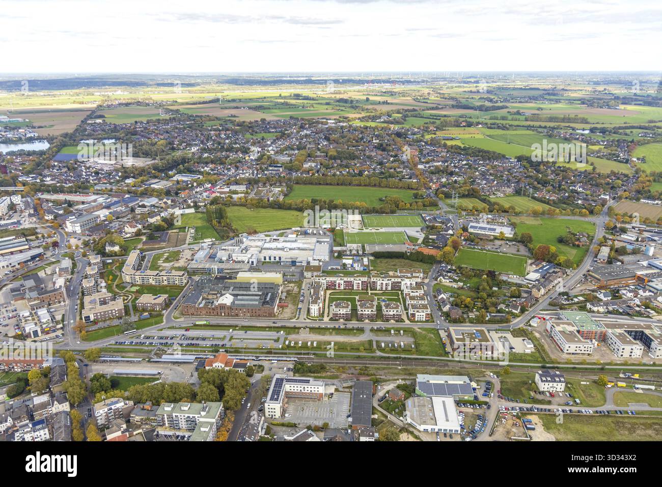 Aerial view, Kleve town view, new Flora Quartier apartment buildings ...