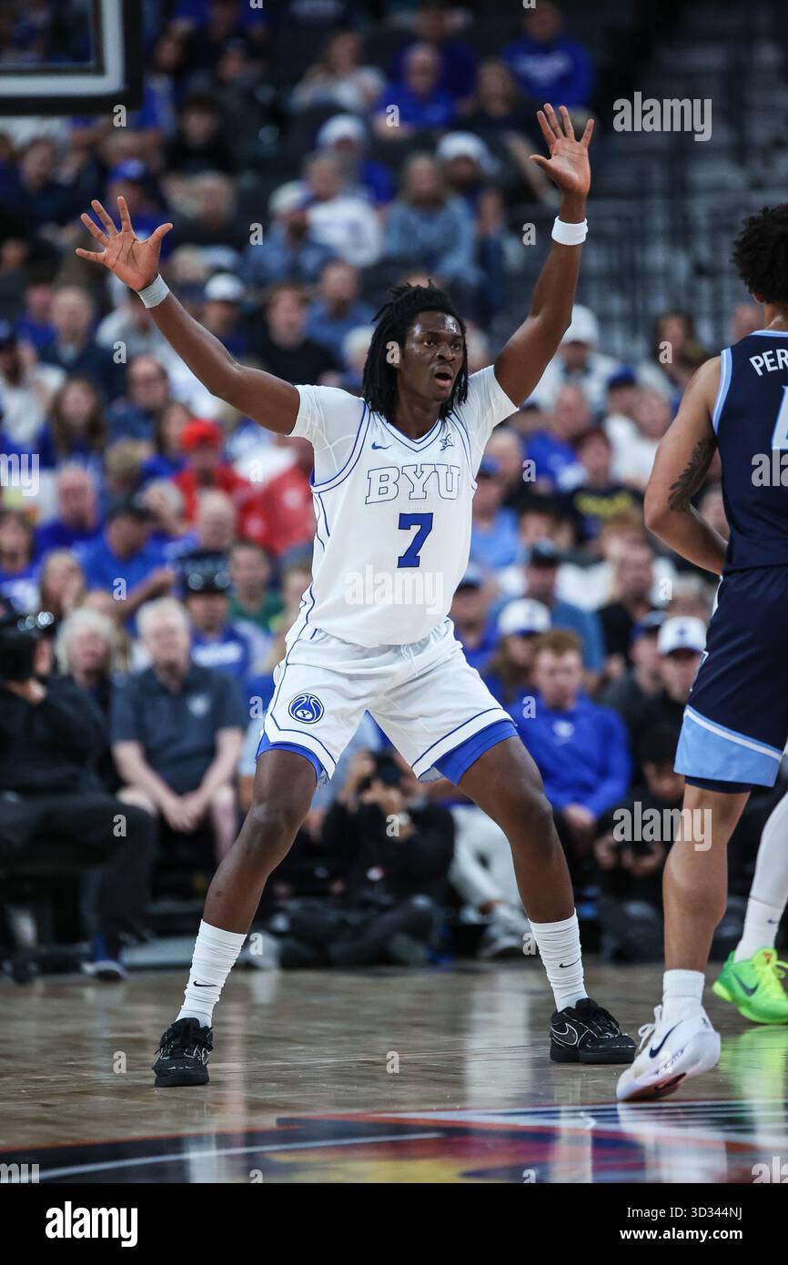 November 3, 2025: BYU Cougars forward Khadim Mboup (7) plays defense ...