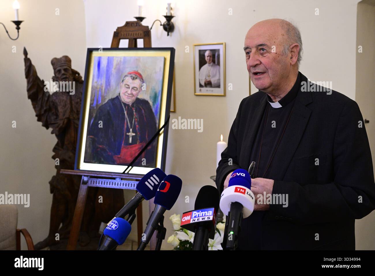 Prague Archbishop Jan Graubner gives press briefing on the death of ...