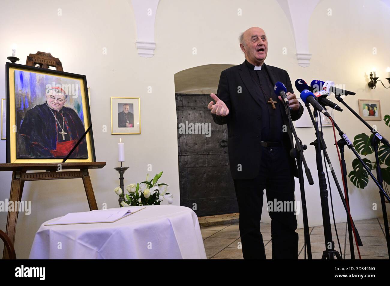 Prague Archbishop Jan Graubner gives press briefing on the death of ...