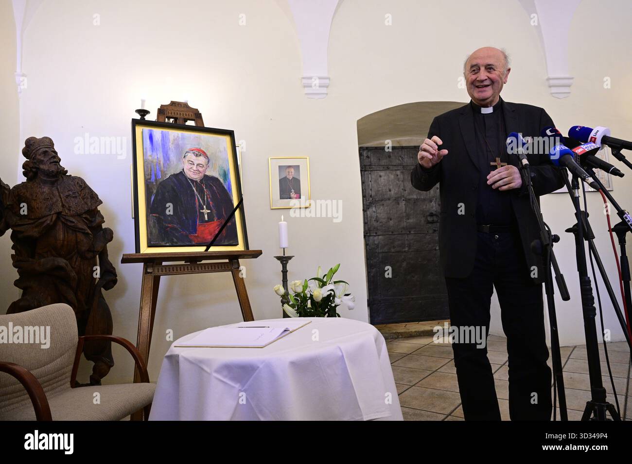 Prague Archbishop Jan Graubner gives press briefing on the death of ...