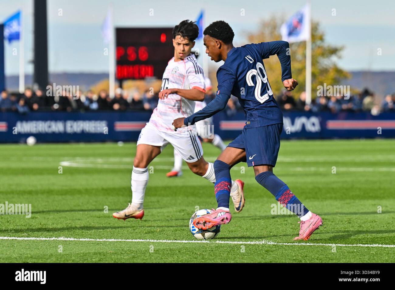 PARIS, FRANCE - NOVEMBER 4: on the ball Elijah LY (PSG U19 29) during ...