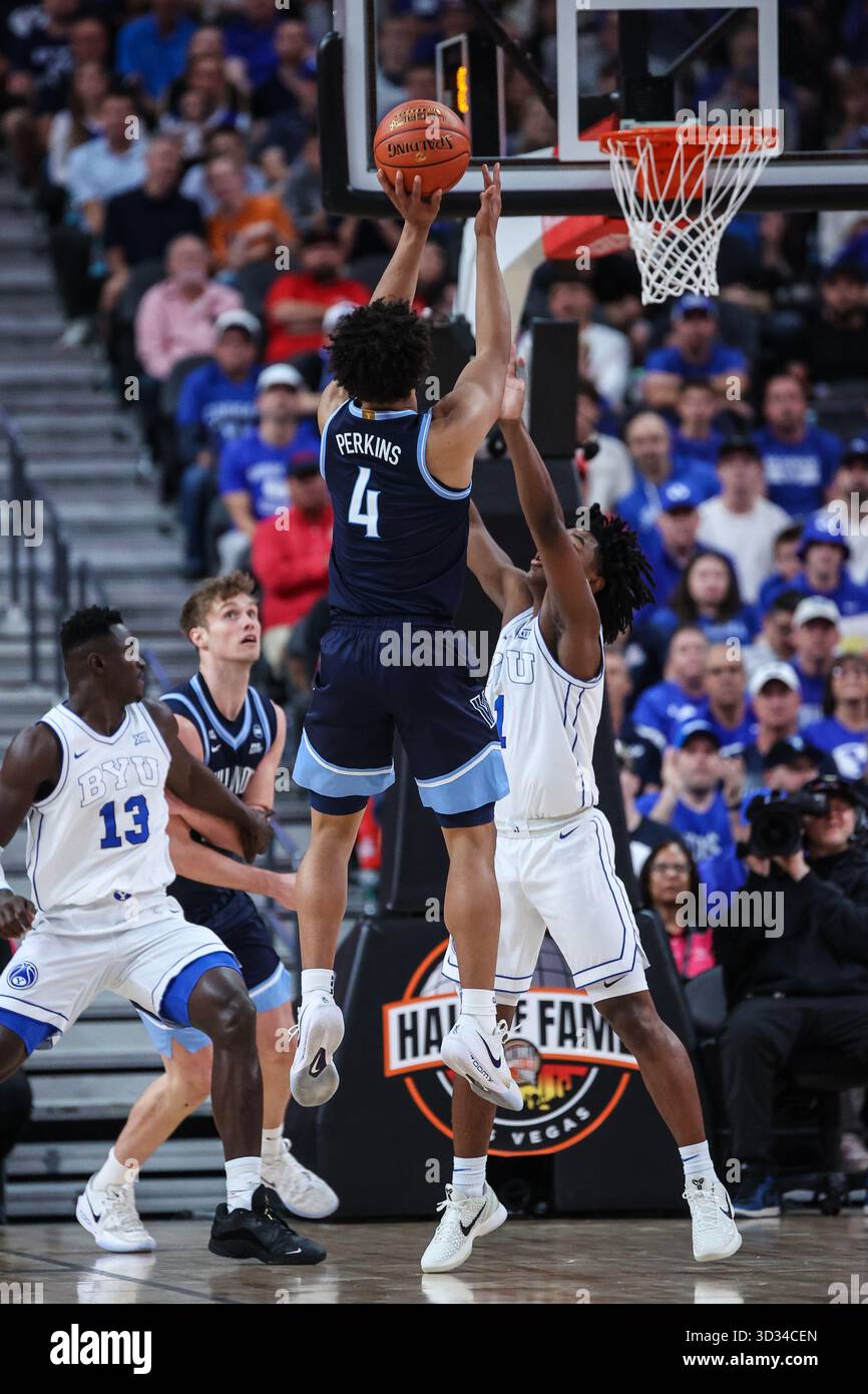 November 3, 2025: Villanova Wildcats guard Tyler Perkins (4) shoots the ...