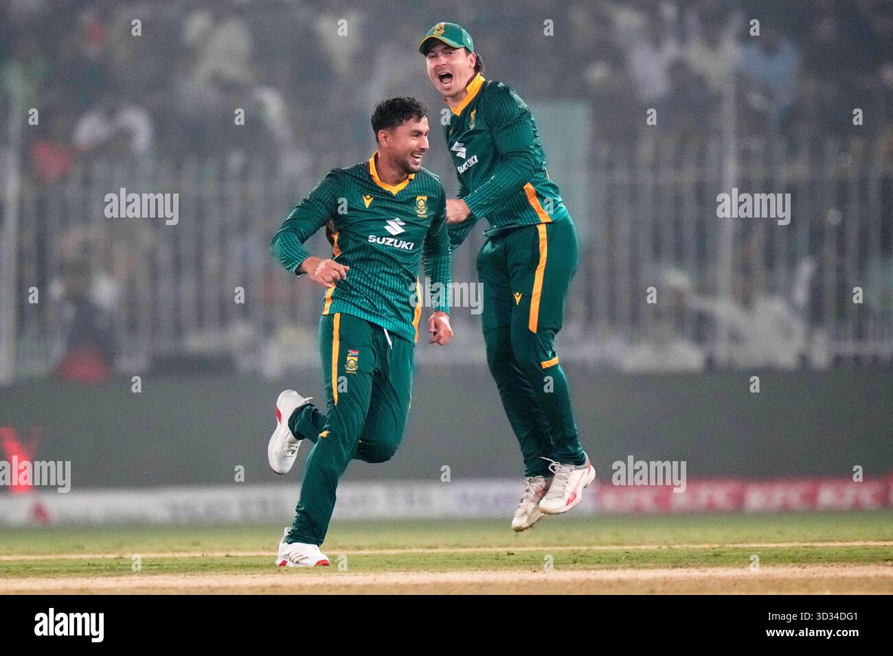 South Africa's Bjorn Fortuin, left, and Mathew Breetzke celebrate after ...