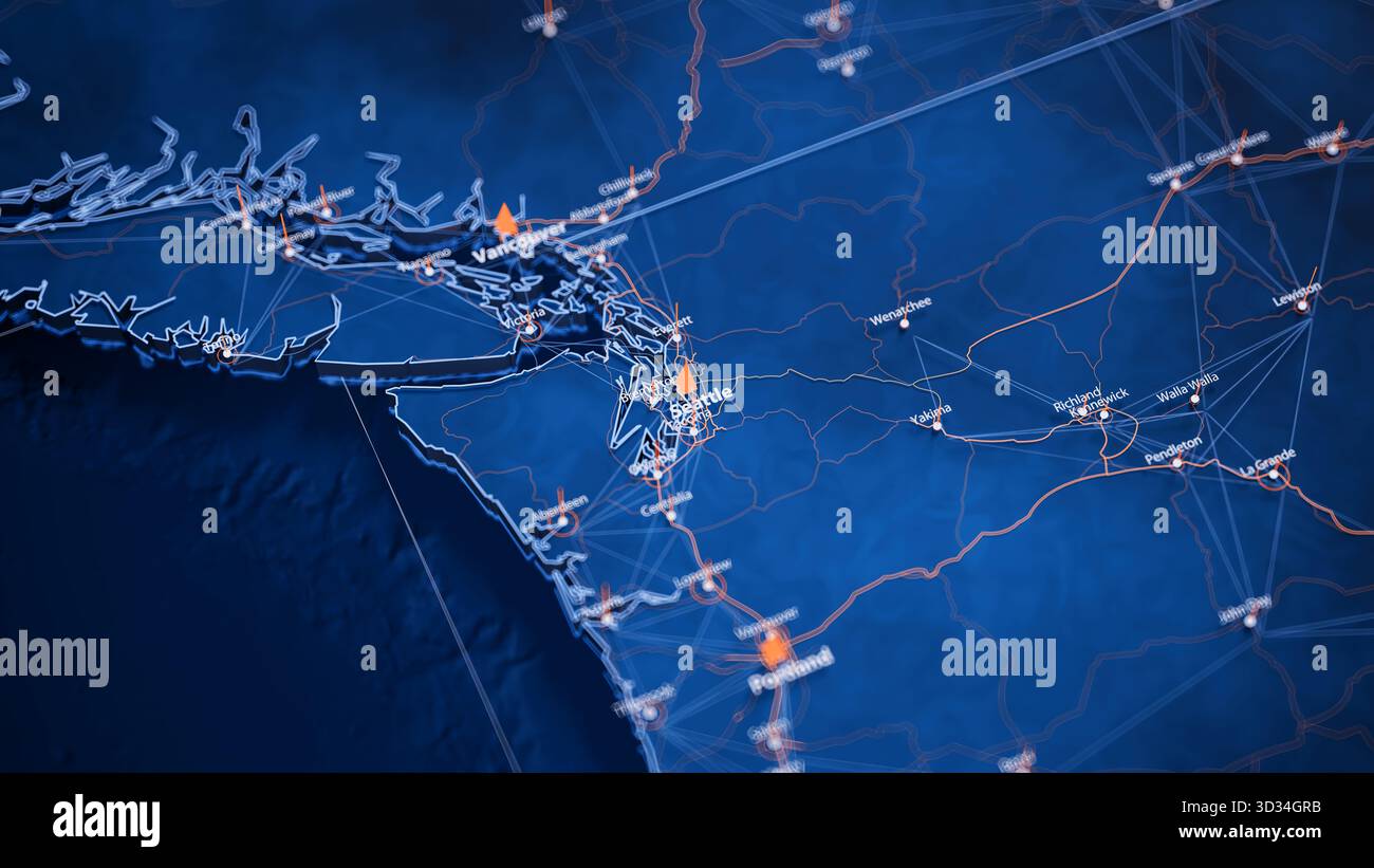 Seattle map big data visualization. Futuristic map infographic of city ...