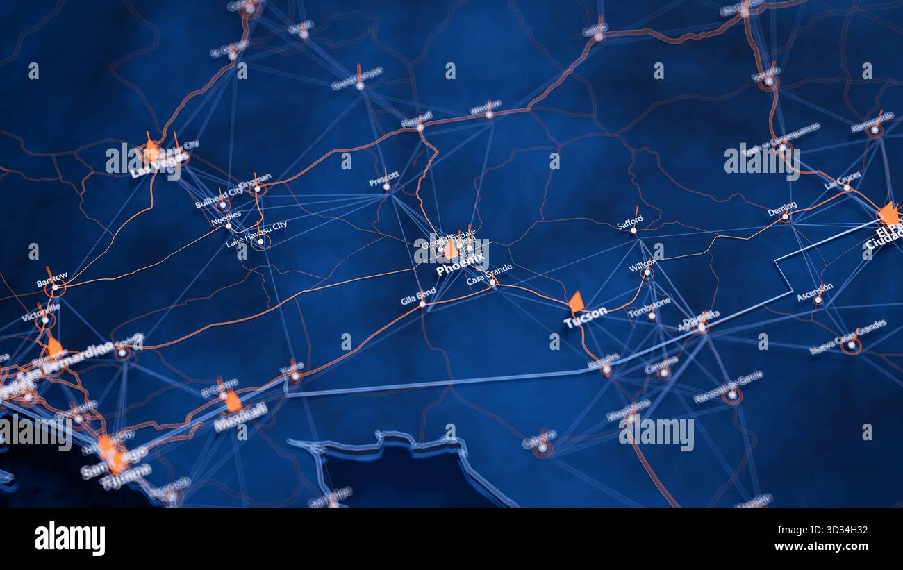 Phoenix map big data visualization. Futuristic map infographic of city ...