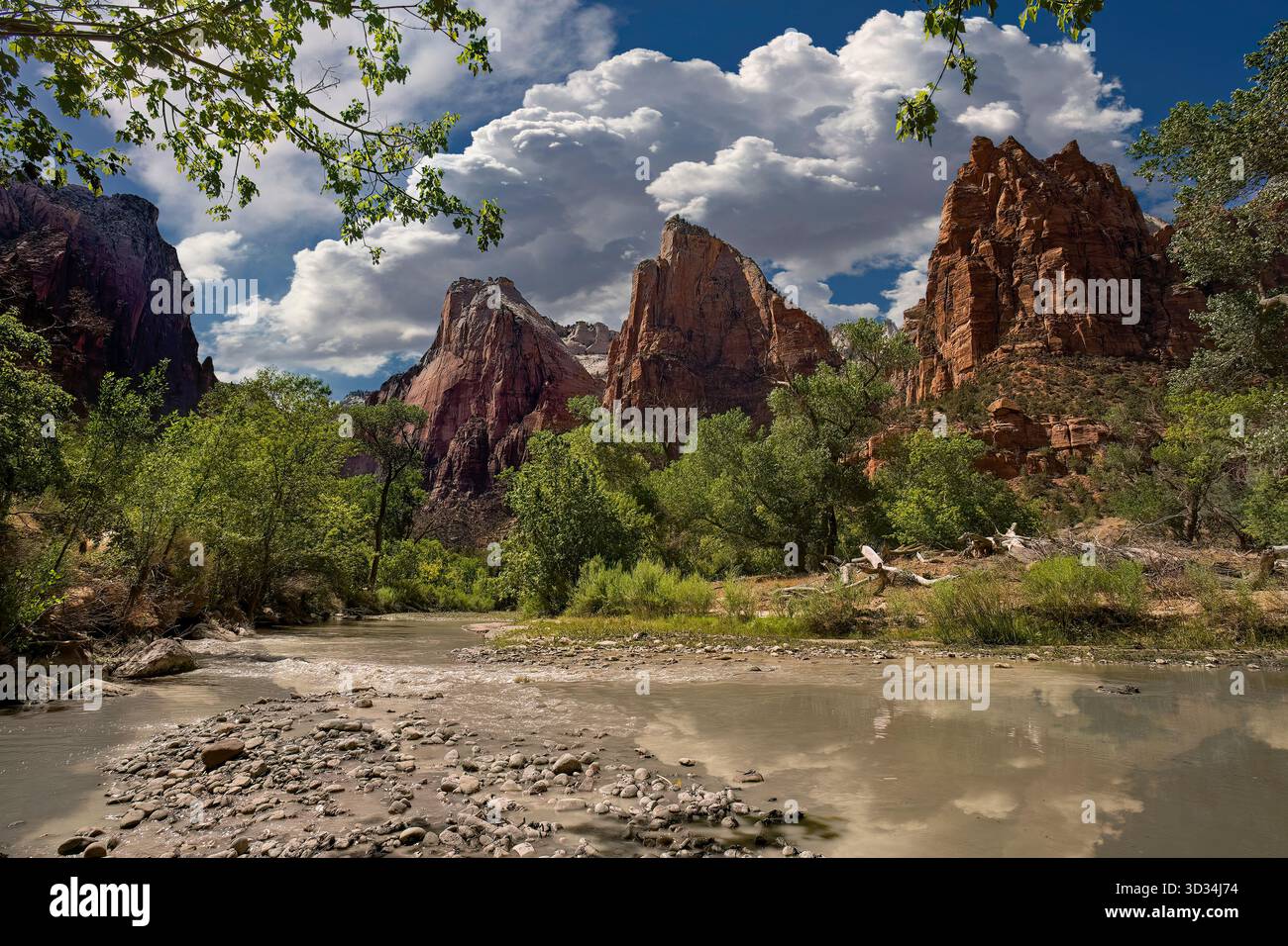 Towering sandstone monoliths known as "The Three Patriarchs—Abraham ...