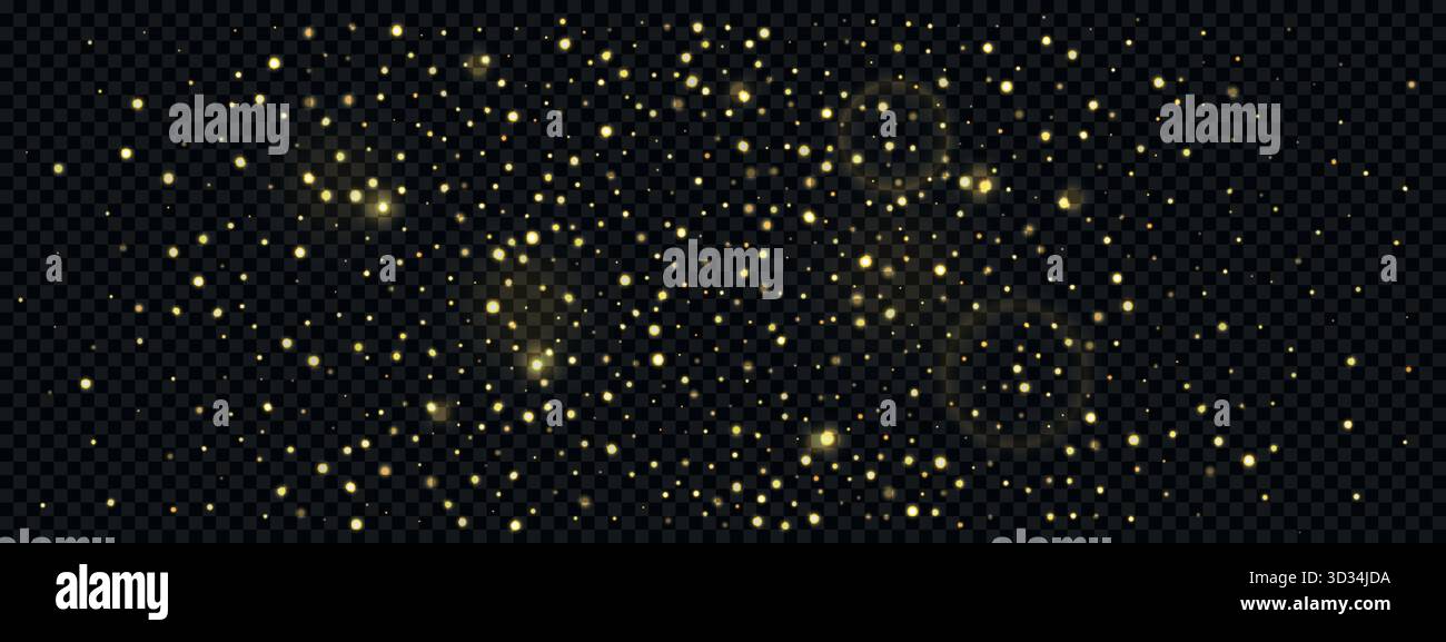 Night space with glowing stars and flares isolated on transparent ...
