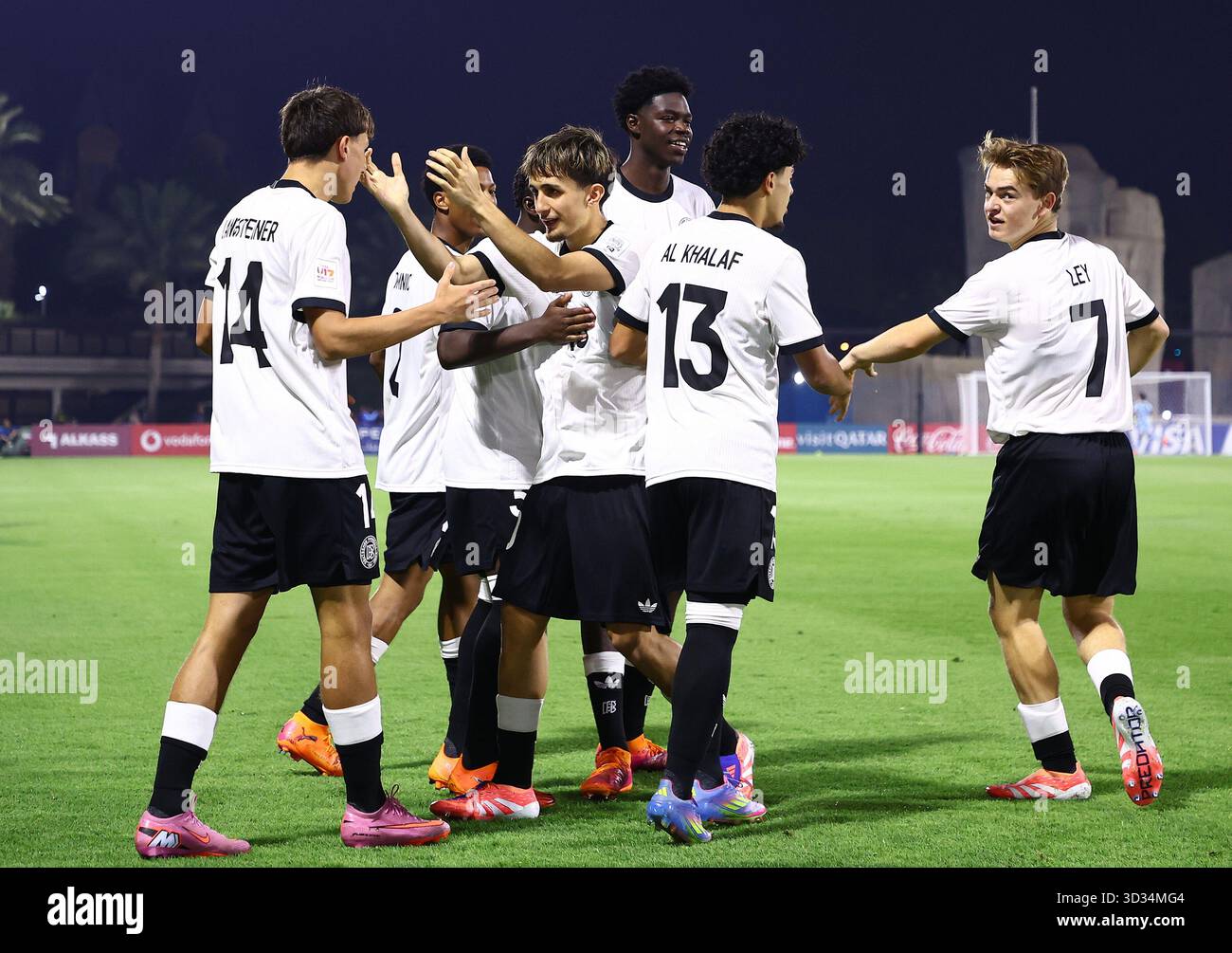 1:0 Goal, celebration, from left to right: scorer Toni Langsteiner ...