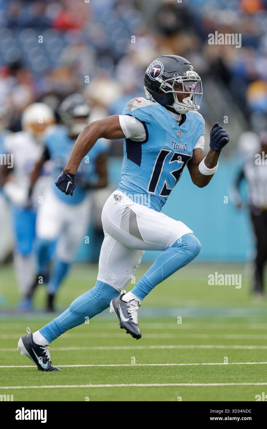 Tennessee Titans wide receiver James Proche II (13) runs a route during ...