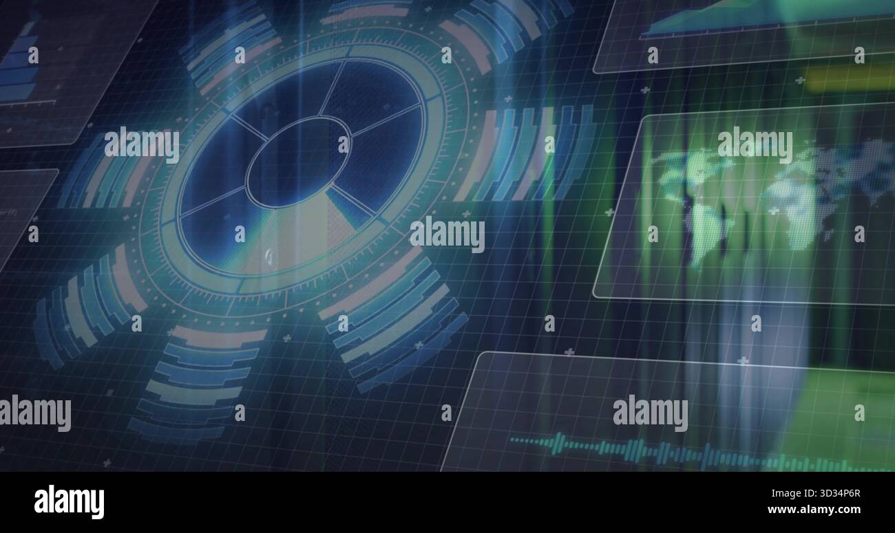 Displaying holographic chart with segmented arcs on control interface ...