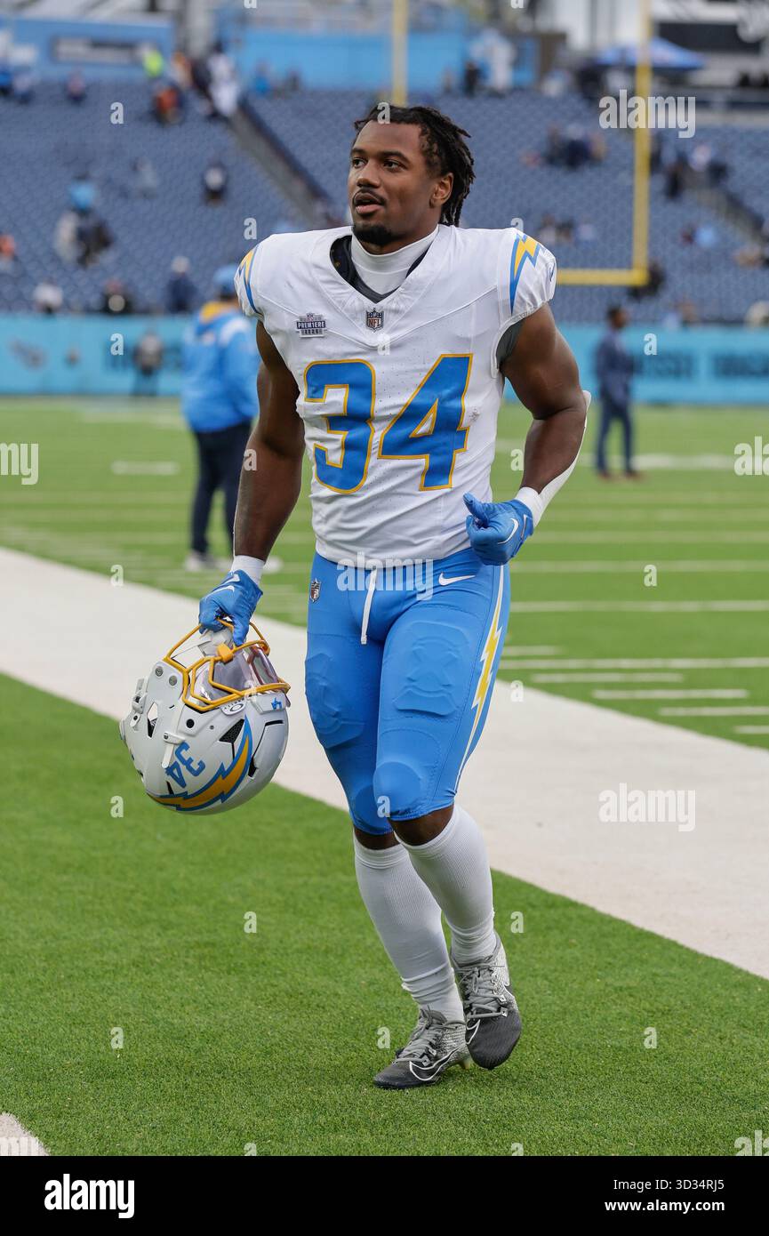 Los Angeles Chargers running back Amar Johnson (30) walks to the locker ...