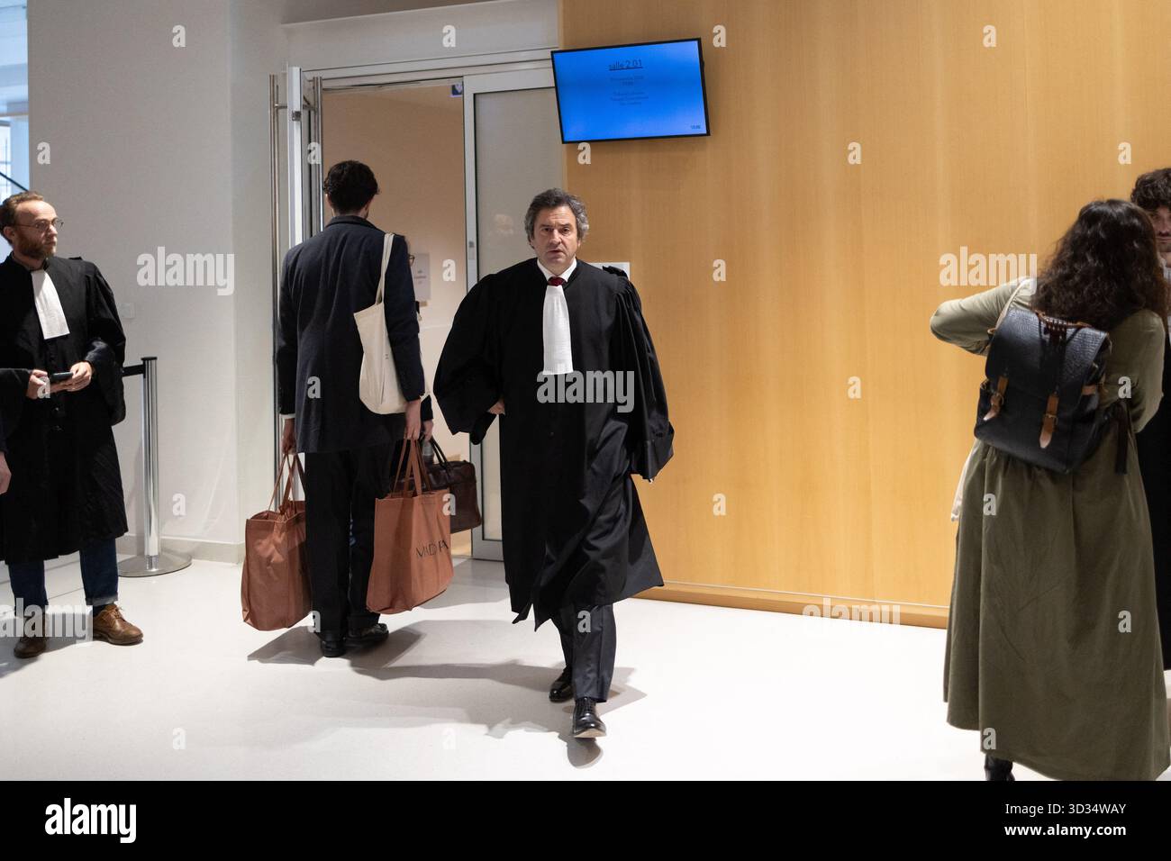 Lawyer Julien Andrez arriving at opening day of the trial of the French ...