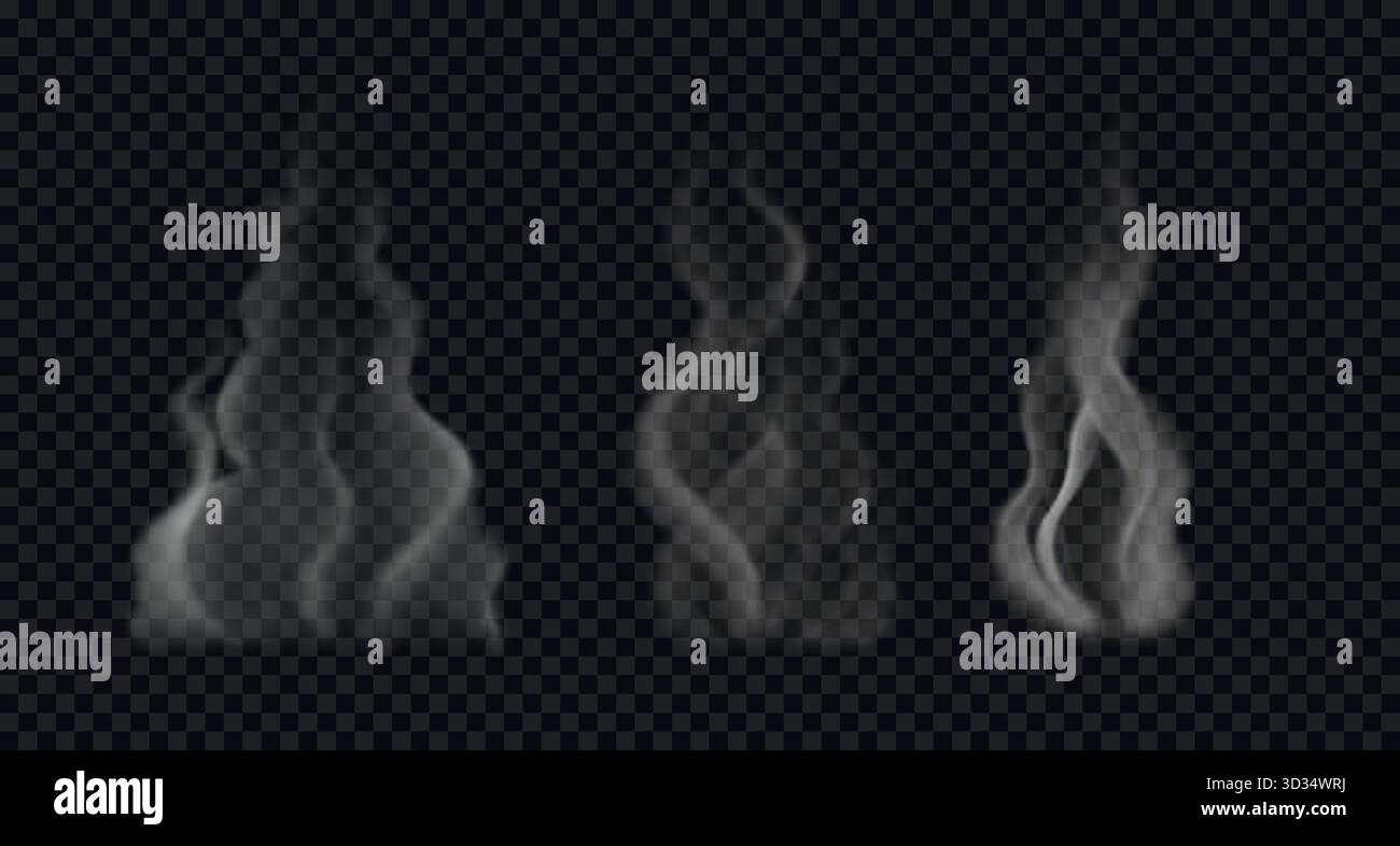 Set of wavy steam isolated on transparent background Stock Vector Image ...