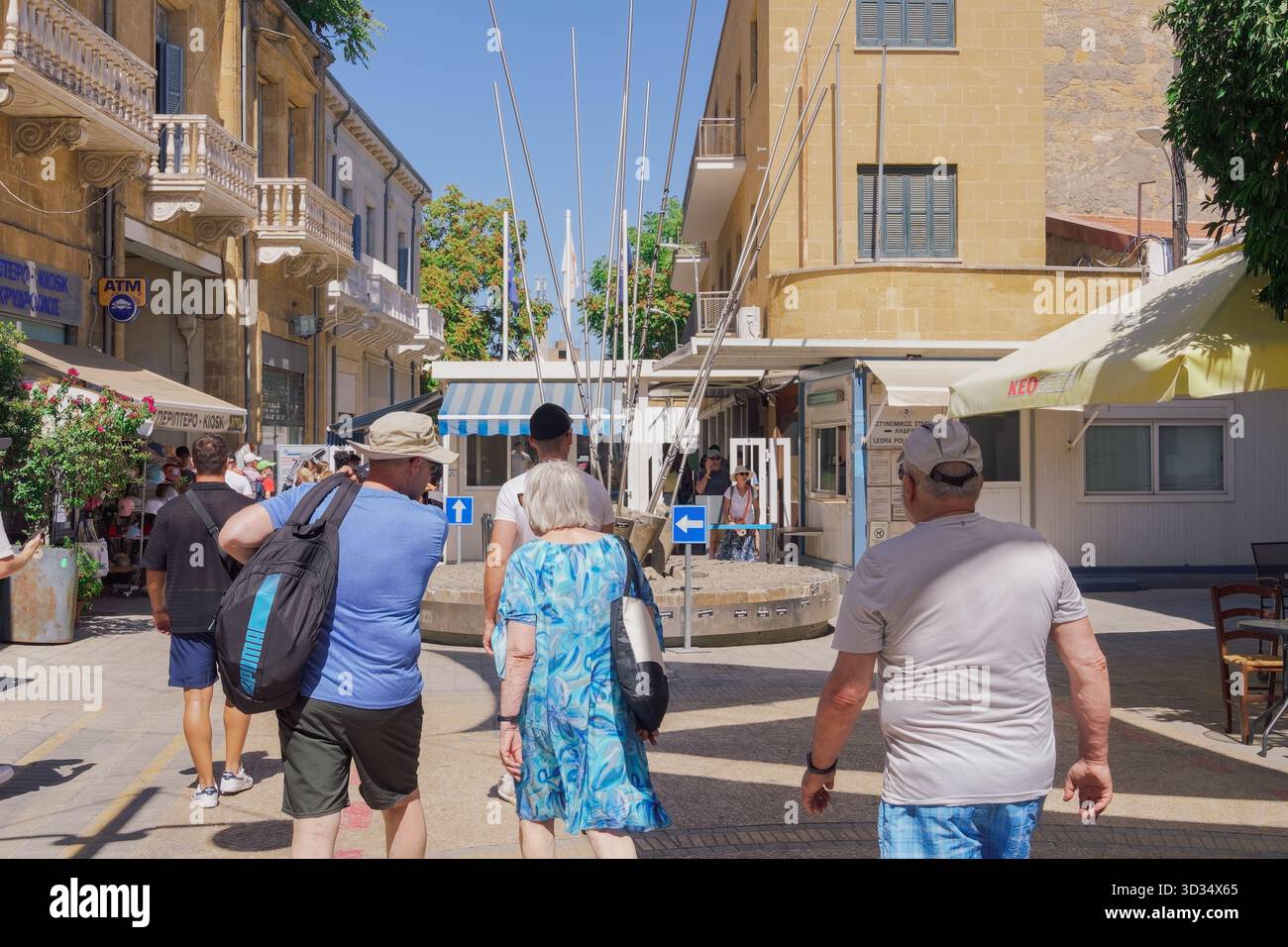 Nicosia, Cyprus People queue at the Ledra Street checkpoint beside a ...