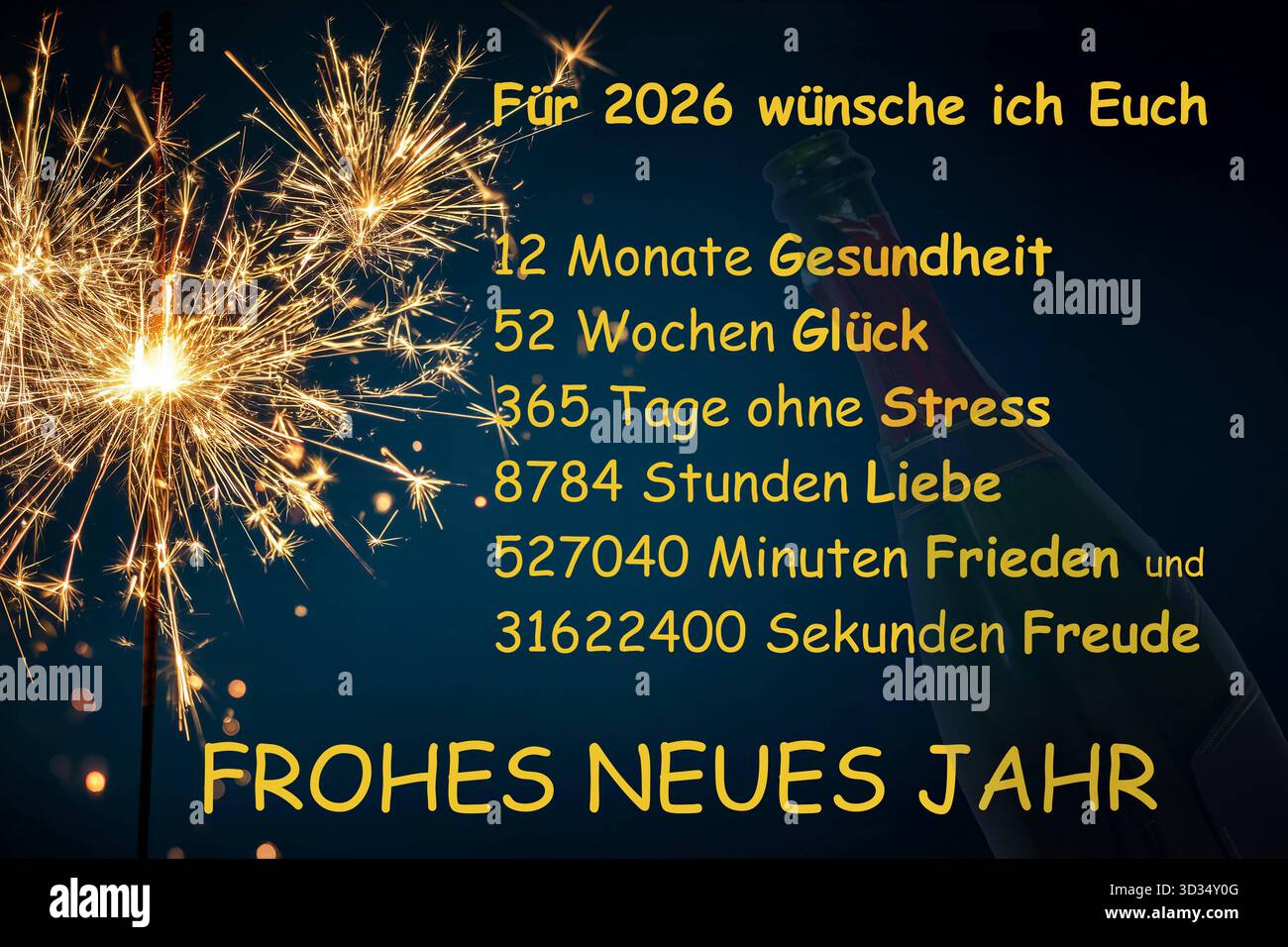 Fotomontage Silvestergrüße 2026 mit Spruch 12 Monate, 52 Wochen, 365 ...
