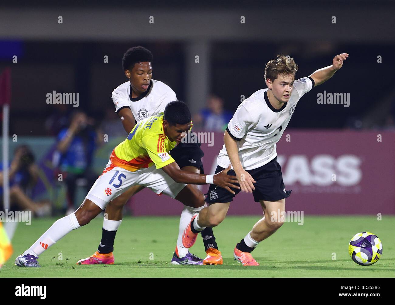 L. to R. Nebe Sirak Domnic, Miguel Solarte, Benjamin Ley (Germany) Doha ...