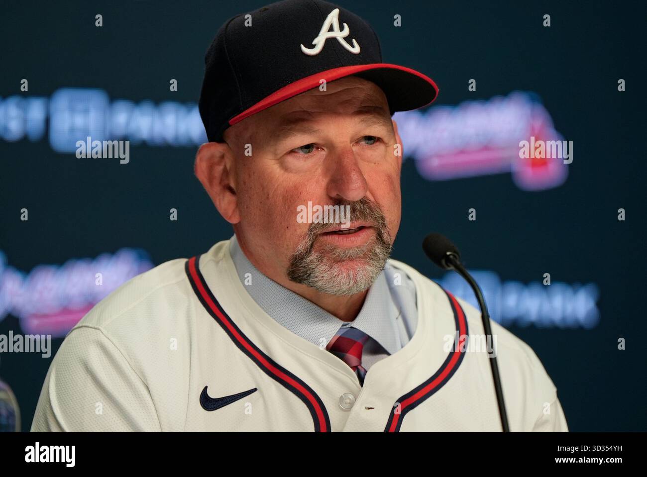 Atlanta Braves Manager Walt Weiss speaks during a news conference after ...