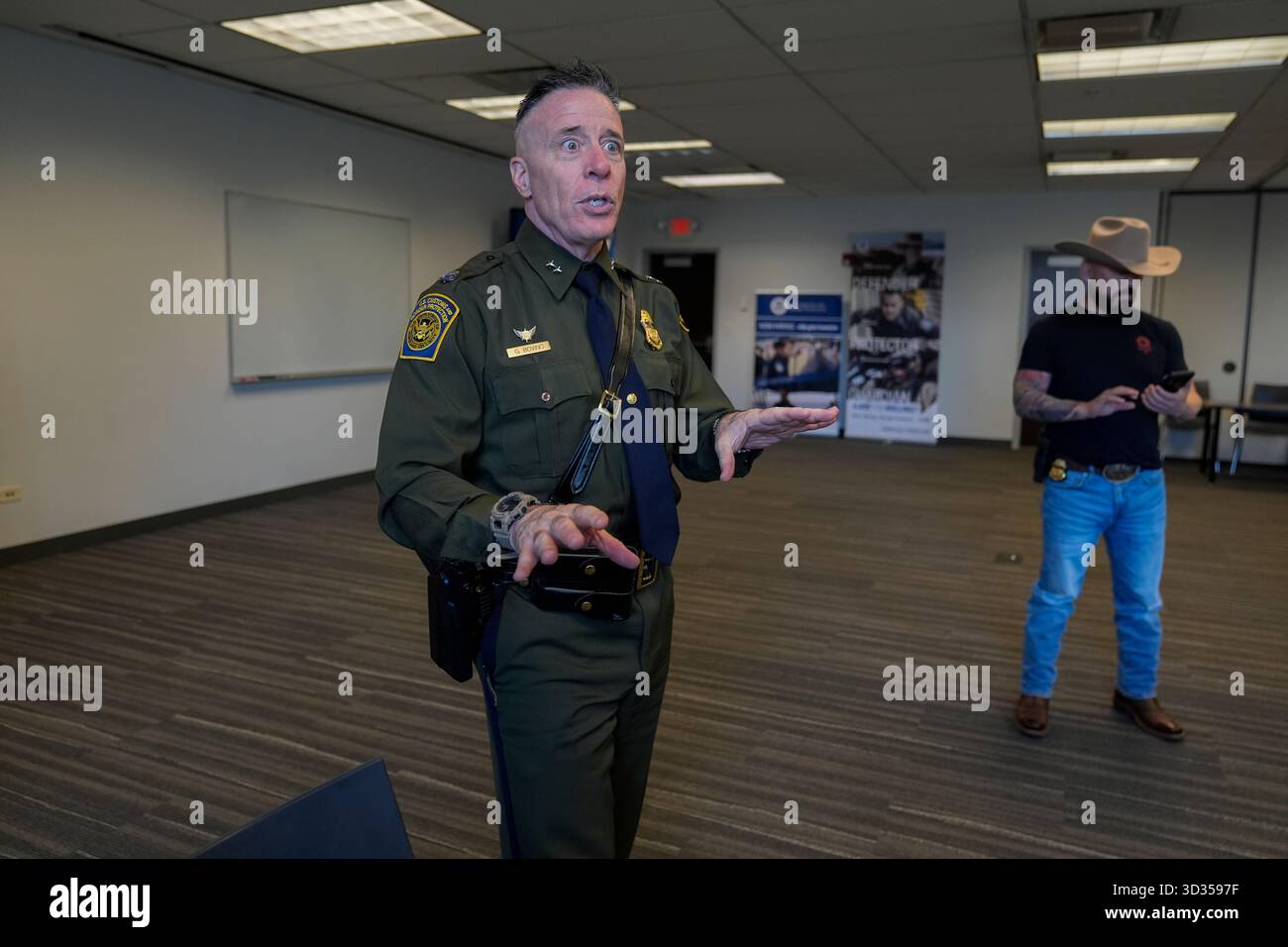 Senior U.S. Border Patrol official Greg Bovino speaks to Associated ...