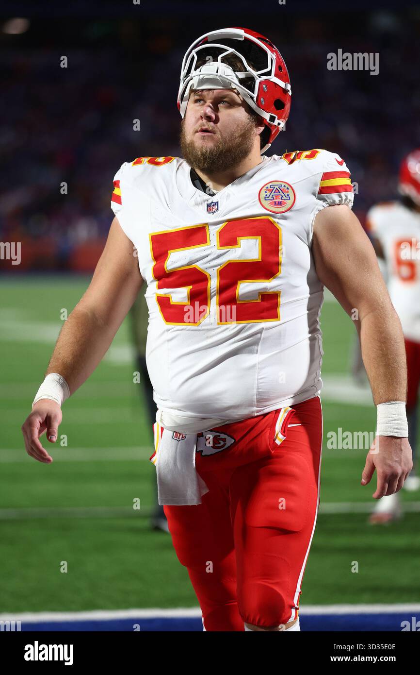 Kansas City Chiefs center Creed Humphrey (52) walks off the field ...