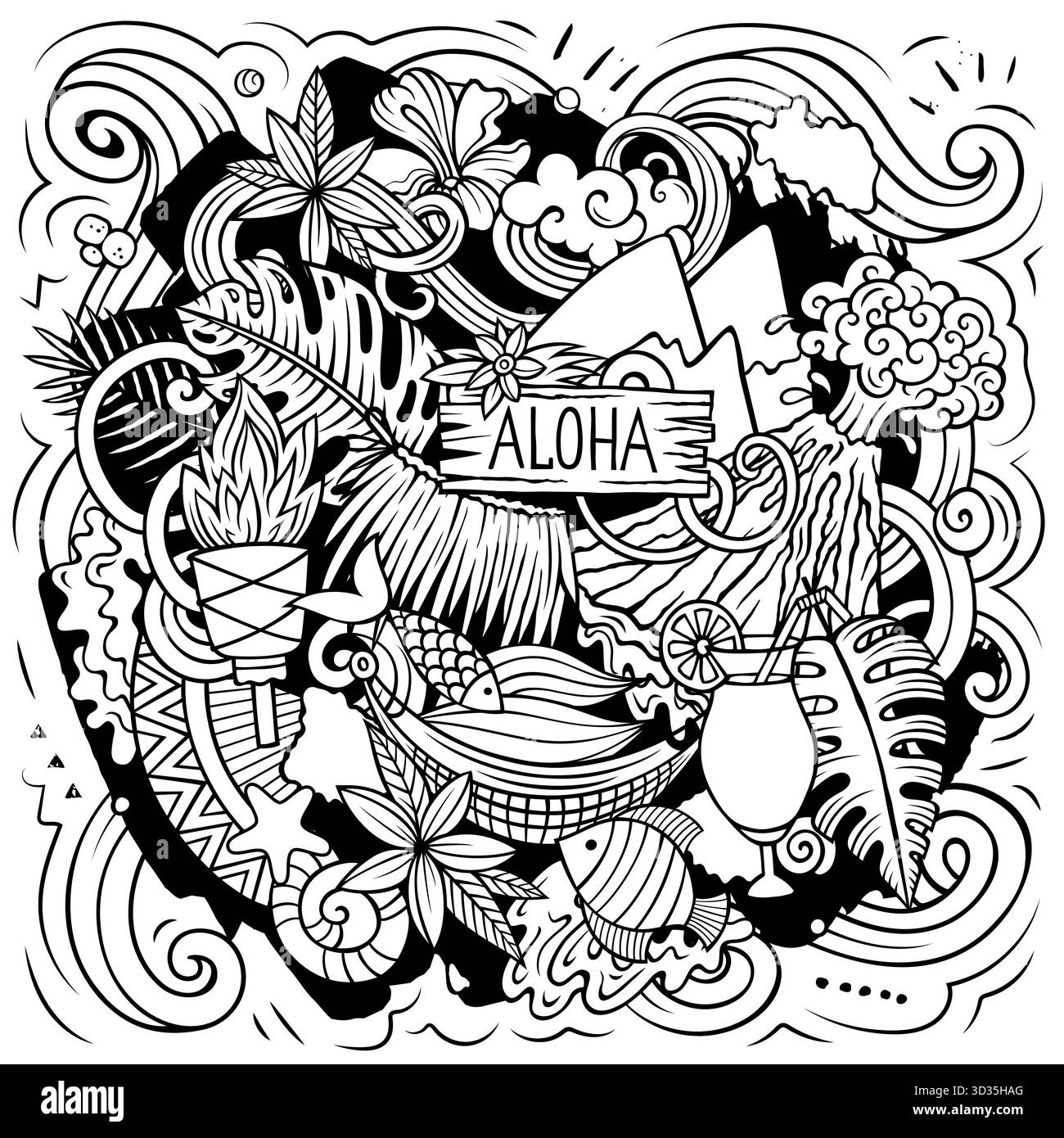 Hawaii cartoon vector doodle illustration Stock Vector Image & Art - Alamy