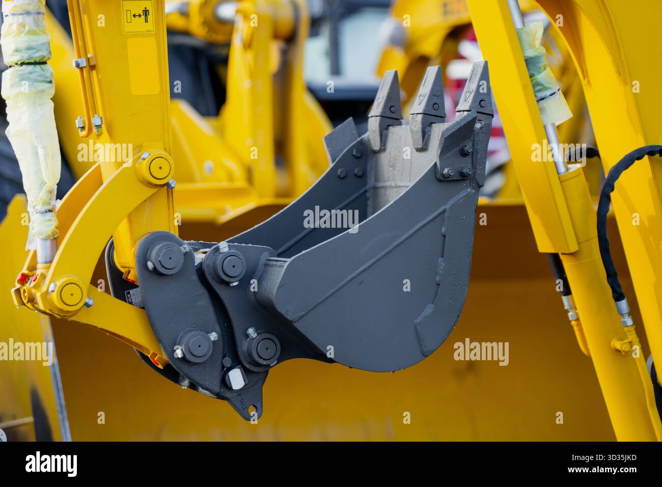 Excavator digging bucket assembly showing welded steel reinforcement ...