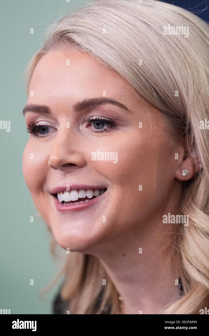 White House press secretary Karoline Leavitt speaks to reporters in the ...