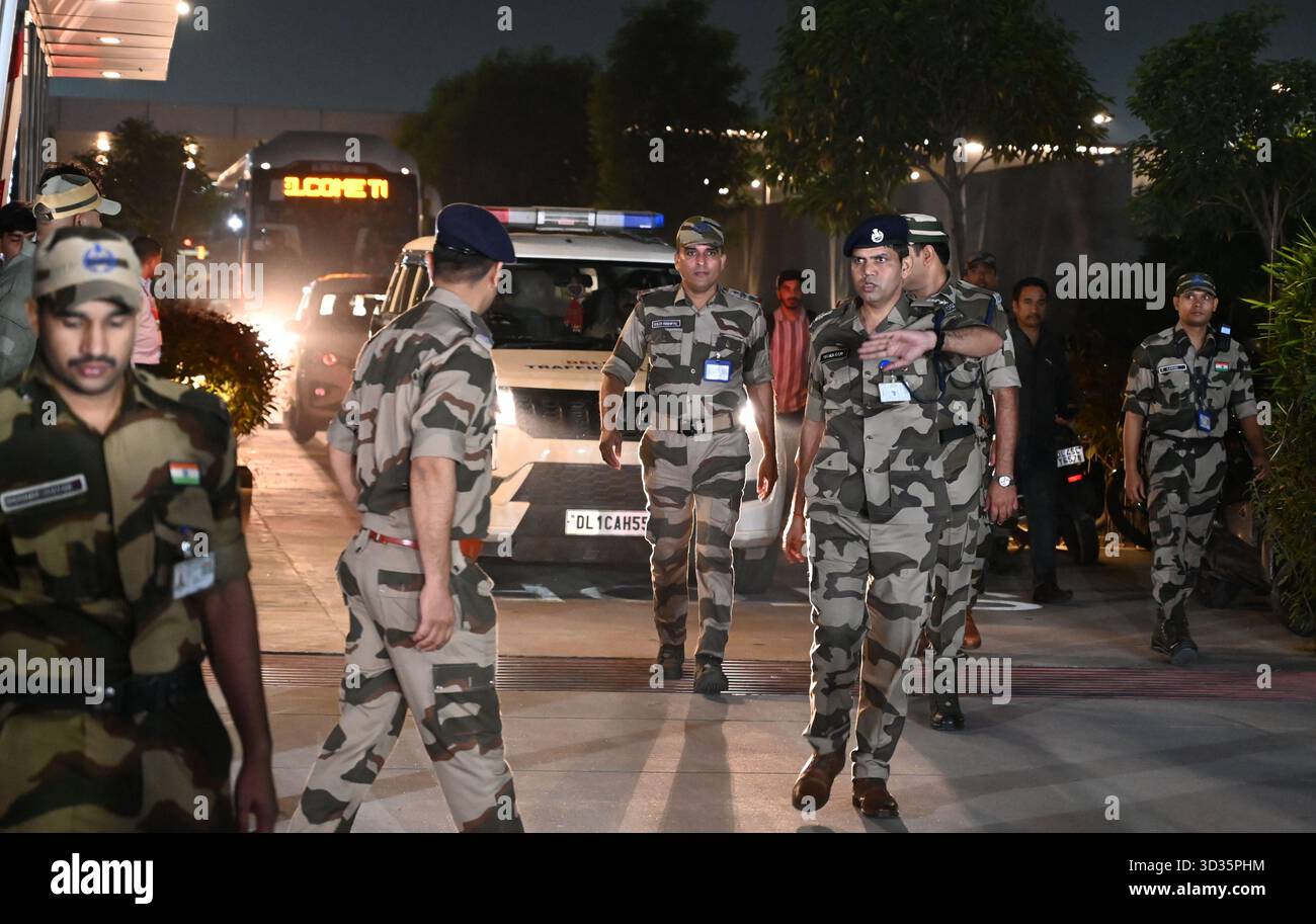 NEW DELHI, INDIA - NOVEMBER 4: Team bus carrying Members of the Indian ...