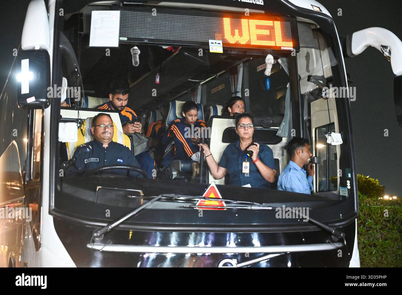 NEW DELHI, INDIA - NOVEMBER 4: Team bus carrying Members of the Indian ...