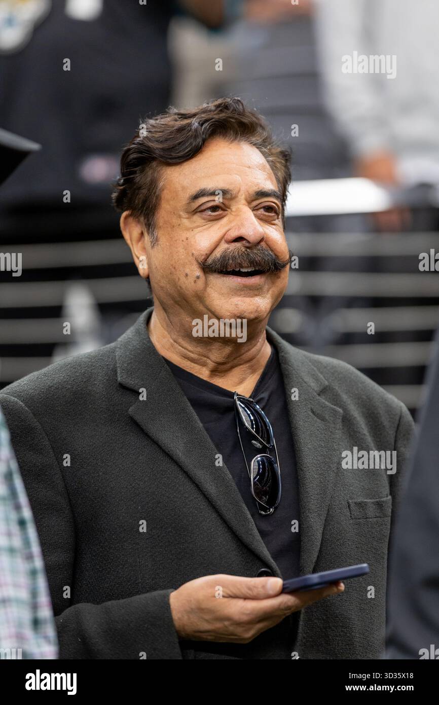 Jacksonville Jaguars owner Shad Khan stands on the field before the ...