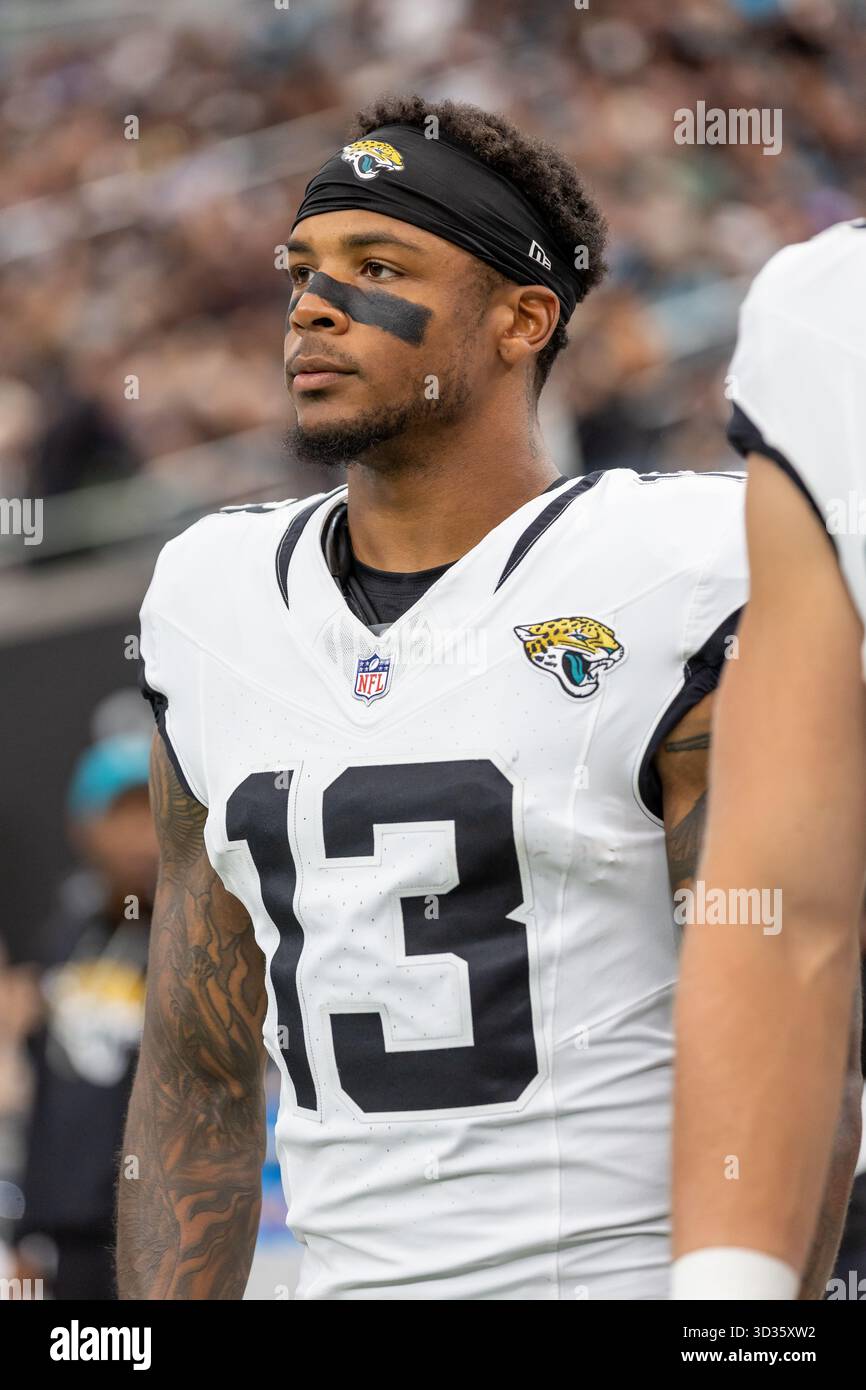 Jacksonville Jaguars wide receiver Tim Jones (13) stands for the ...