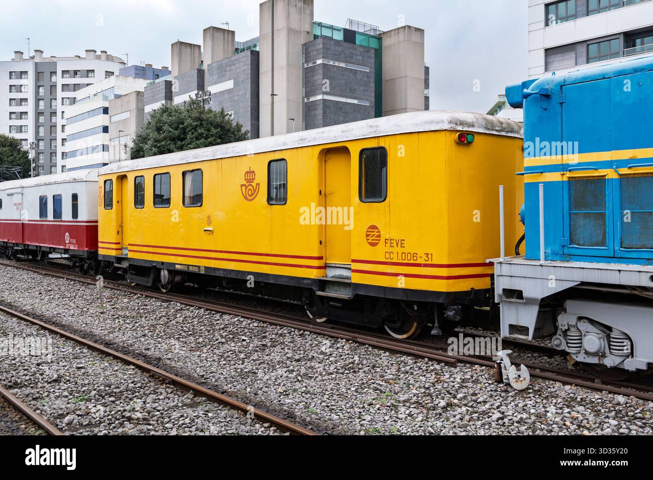 Gijon, Spain – Old FEVE mail wagons from the Spanish postal service ...
