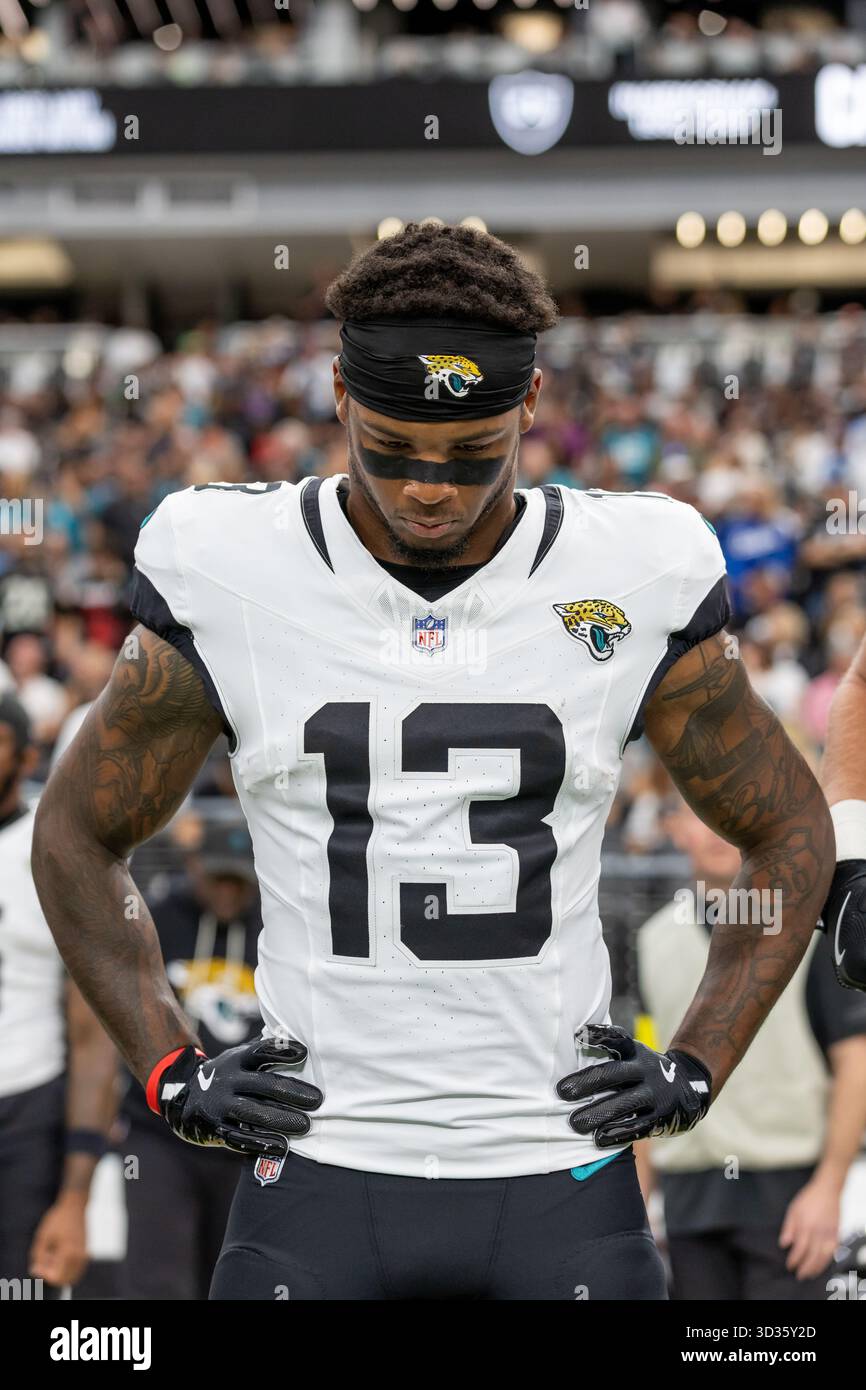 Jacksonville Jaguars wide receiver Tim Jones (13) stands for the ...