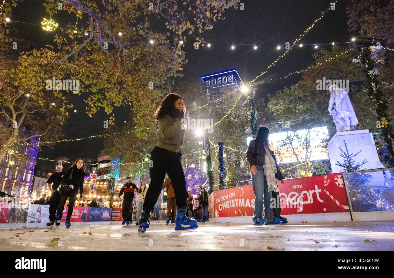 EDITORIAL USE ONLY The newly opened Skate Leicester Square, the first ...