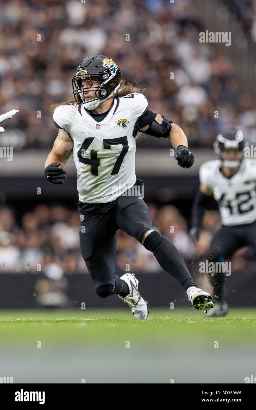 Jacksonville Jaguars linebacker Dennis Gardeck (47) against the Las ...